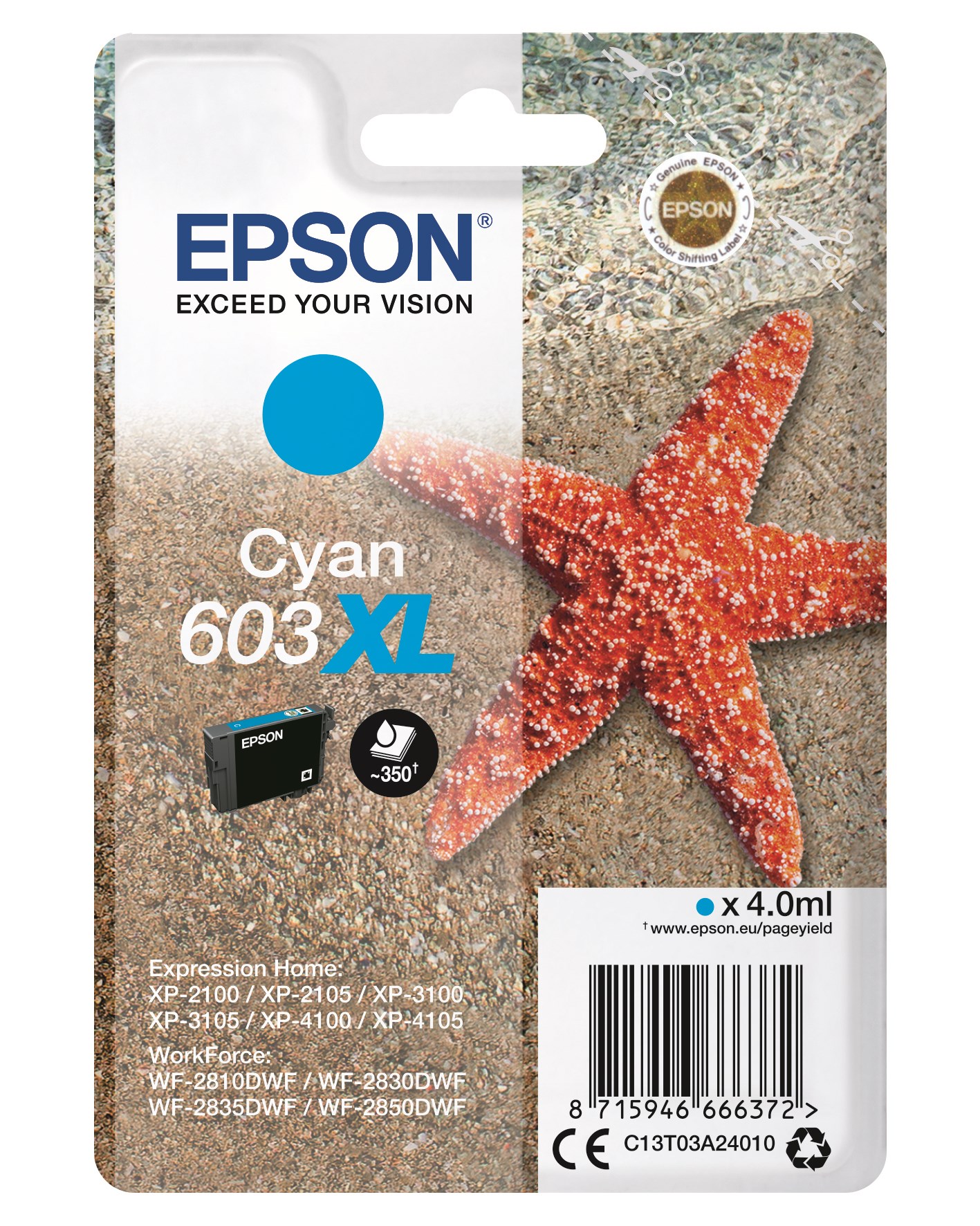 Epson 603 XL syaani mustekasetti - Print & Refill